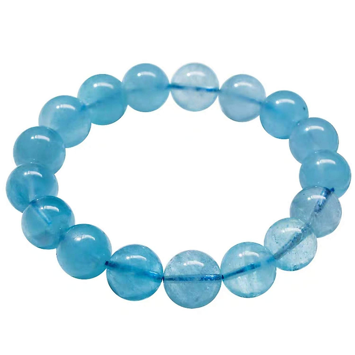 Muko Gemstone Genuine Natural Blue Aquamarine Crystal Stretch Clear Round Beads Women Men Bracelet 7-13mm AAAAA (7)