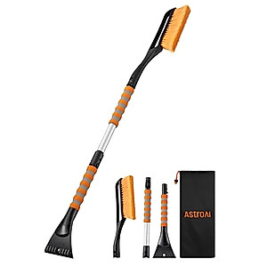 AstroAI 40" Snow Brush and Ice Scrapers for Car Windshield, Detachable Snow Scrapers with Ergonomic Foam Grip for Cars, Trucks, SUVs (Heavy Duty ABS, PVC Brush, Orange)