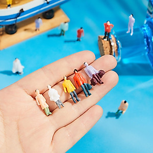 Hungdao 100 Pcs Small 1: 87 Ho Scale Tiny People Figurines Miniature People Figurines for Park Street Miniature Scenes Sitting Standing Tiny People Architectural People Painted Figures