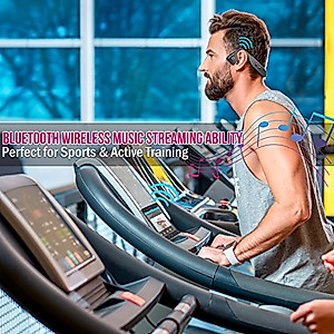 Open Ear Bone Conduction Headphones - Stereo Headset w/ Revolutionary Bone Induction Technology for Smart Running, Cycling, and Sports - Wireless Bluetooth Audio, Call Mic - Pyle PSWBT550 (Black)