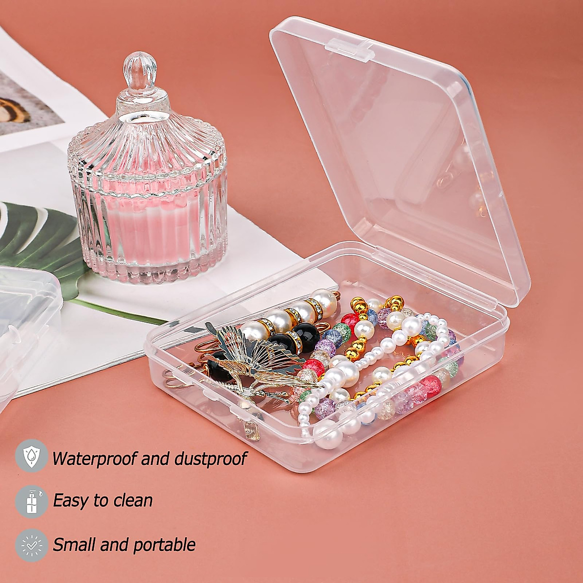 3 pieces Portable Travel Cotton Pad Holder,Bathroom Vanity Countertop Storage Organizer,Cotton Ball Holder Dispenser,Cosmetic Sponge Storage Box for Cotton Rounds, Swabs, Floss(3 x Transparent)