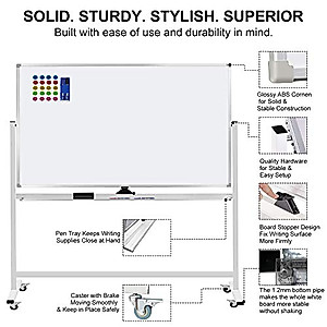Mobile Whiteboard 72"x40" Magnetic Dry Erase White Boards on Wheels Double-Sided Large Whiteboard with Rolling Stand for Classrooms, Offices and Home