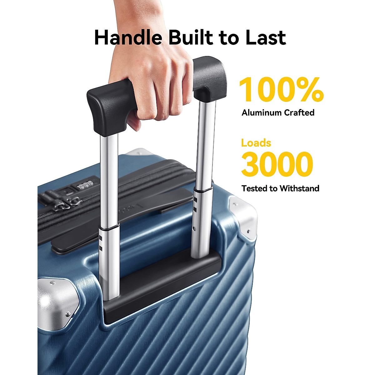 LUGGEX Luggage with Spinner Wheels, Polycarbonate Expandable Hard Shell Suitcase, Checked Large 27 Inch, Charcoal Metallic