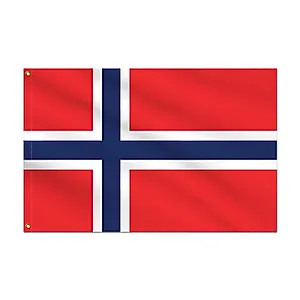 BannerBuzz Norway Flag Knitted Fabric 90 GSM - Lightweight, Bright & Vivid Colors, Brass Grommets Use for Indoor-Outdoor Purpose (9' W X 6' H)