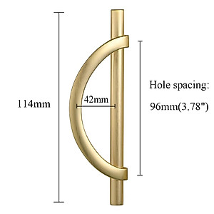 DAPANIY Brushed Gold Cabinet Pulls Drawer Pulls, Half Moon Shape Pulls Gold Drawer Dresser Kitchen Handles Antique Cupboard Door Handles, 4Packs ‎3.75inch