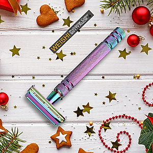 WEISHI Safety Razor Butterfly Open Double Edge Elegant Rainbow Color