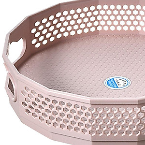 Baoblaze Rotating Kitchen Round Storage Tray Table Top Pantry Fruit Cosmetic Organizer Plate Container, Pink L