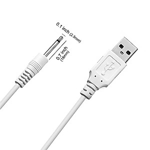oGoDeal Replacement USB to DC Charging Cable | USB Charger Cord - 2.5mm - Original Replacement (2 Pack White)
