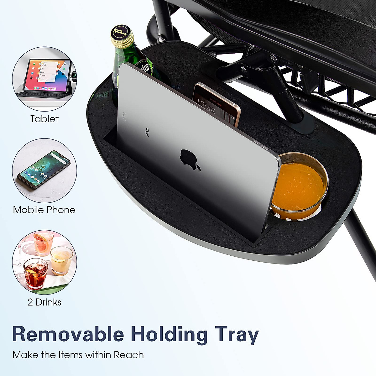 Goplus Zero Gravity Chair, Adjustable Folding Reclining Lounge Chair with Pillow and Cup Holder, Patio Lawn Recliner for Outdoor Indoor Pool Camp Yard (Set of 2, Black)