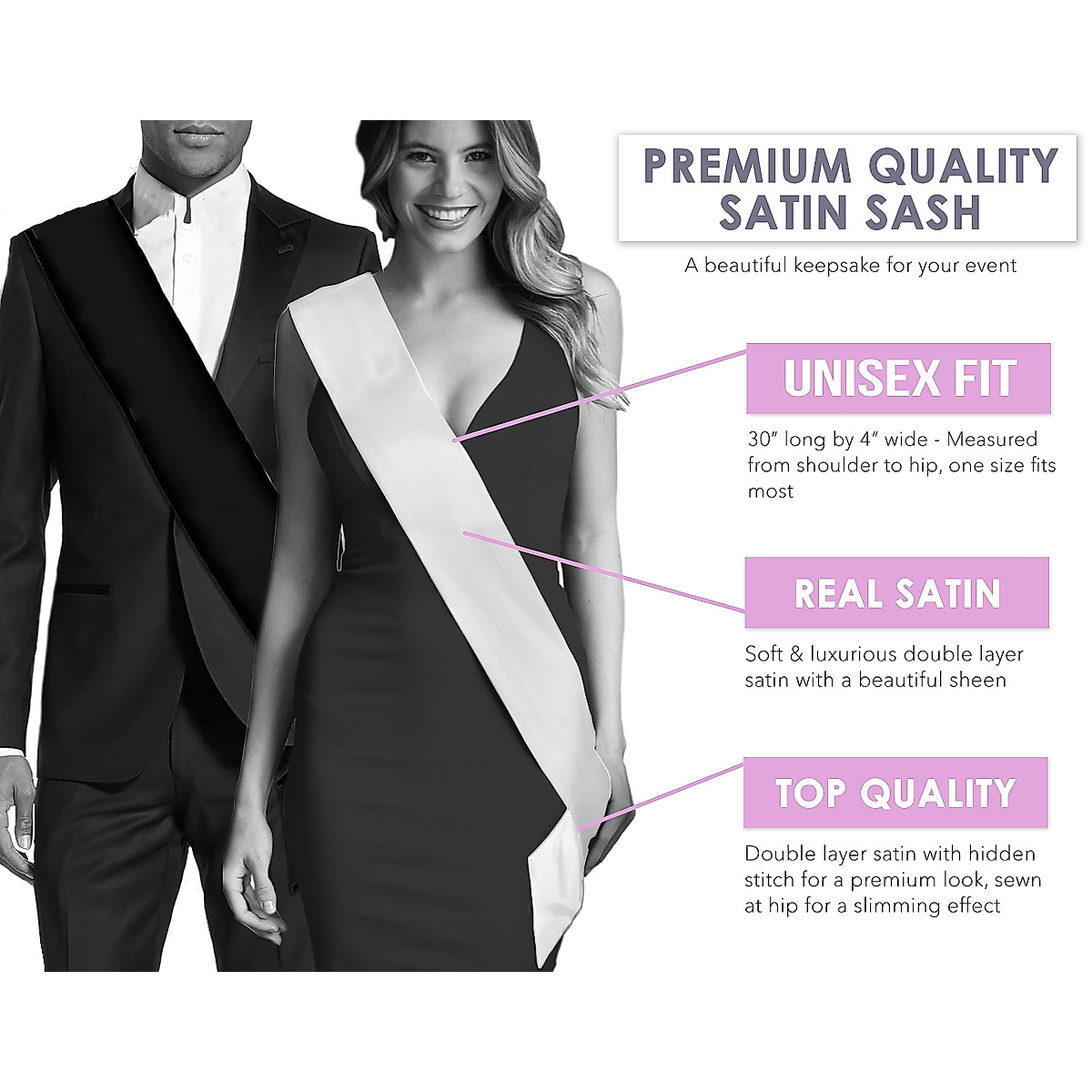 Senior Sash 2025 - Silver Sparkle Class of 2025 Senior Purple Premium Grade Satin Sash - High School Graduation Gifts - Purple Sash (ClsOf25) SLV/Pur