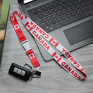 EASTEX Canada Flag Lanyard Keychain - Canadian Flag Lanyards for Keys Badges ID Fob Passport - Red and White Reversible ID Card Holder Keychain for Women Men Gift Souvenir (1 Canada Lanyard)