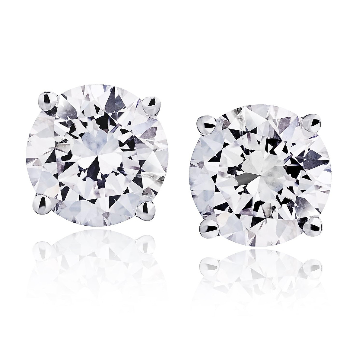 1/2 cttw Natural Diamond Earrings AGS Certified Diamond Stud Earrings for Women 14 Karat White Gold Round Brilliant Shaped Earrings 4 Prong Setting with Screw Back and Post Studs