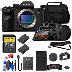 Sony a7R V Mirrorless Camera (ILCE7RM5/B) + 64GB Memory Card + Bag + NP-FZ100 Compatible Battery + External Charger + Card Reader + Memory Wallet + Cleaning Kit (Renewed)