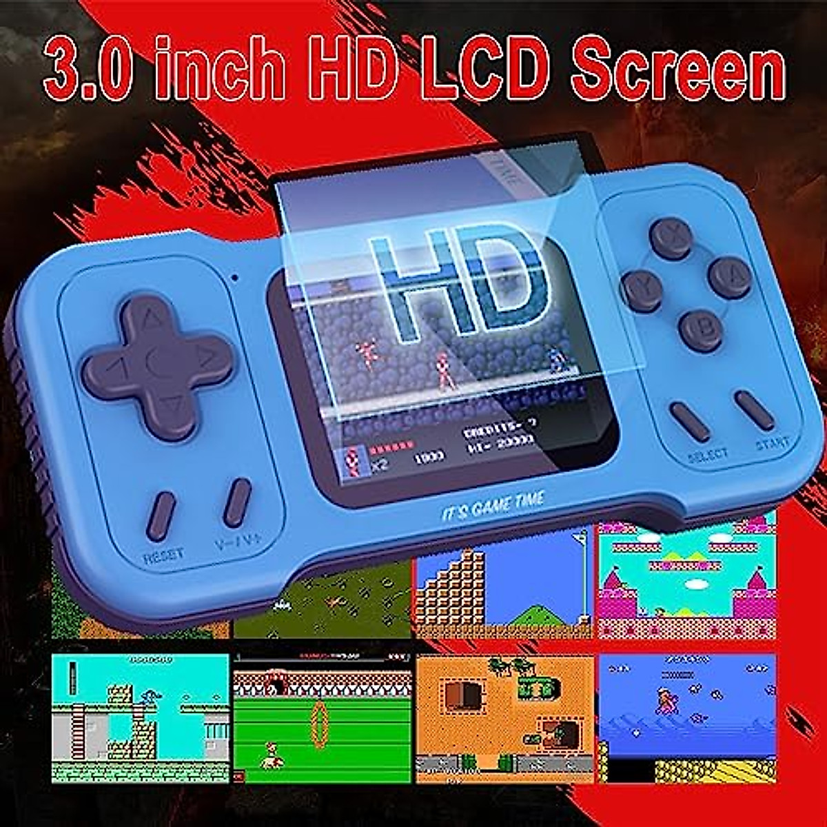 Game Console for Kids Adults, Retro Game Console Built-in 500 Games, 3.0" FT HD Color Screen, AV Output, Dual 3D Joysticks, Handheld Emulator Game Console Birthday for Kids