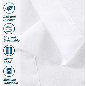 HIGHSEASON White Sheer Curtains 102 inches Long,Solid Rod Pocket Top Draperies for Living Room/Bedroom(White,Set of 2,52 x 102 Inch Length)