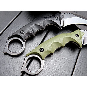 Gtkii Gtk111 Claw Knife D2 Steel Blade Non-Slip G10 Handle Fixed Blade Knife with Kydex Sheath for Outdoor Camping Hunting EDC Tool(Army Green)