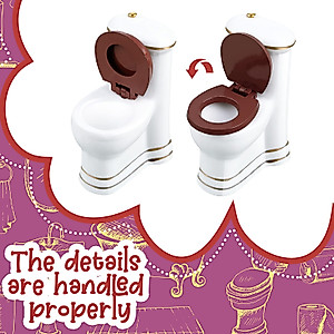 Skylety 6 Pieces 1:12 Dollhouse Bathroom Set Porcelain Dollhouse Miniature Furniture Toys Ceramic Dollhouse Toilet Basin Bathtub Mirror Doll Dollhouse Bathroom Accessories