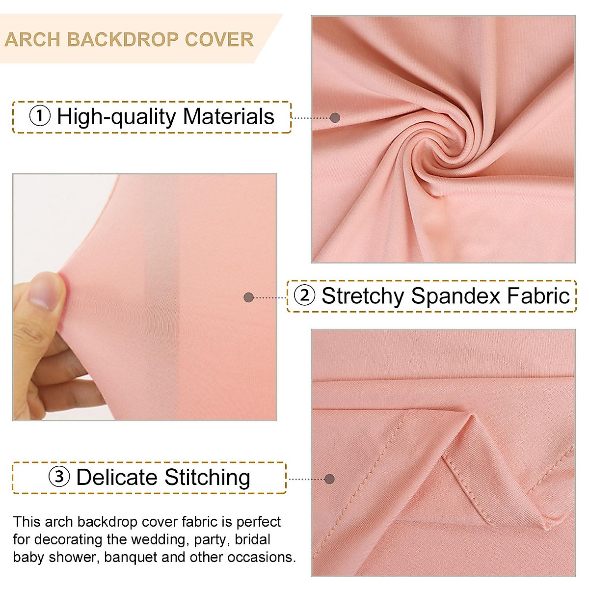 FANPROMS Arch Backdrop Cover Set of 3 Hot Pink Arch Cover Backdrop Fabric 5FT 6FT 7FT Spandex Round Top Arch Stand Covers for Birthday Party Arch Covers Stretchy Backdrop for Prom Reception Decor