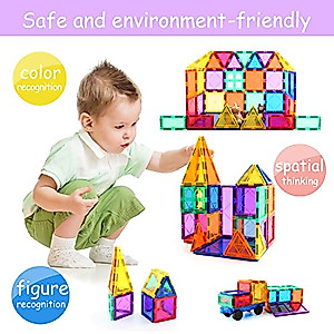 Children Hub 100pcs Magnetic Tiles Set - Educational 3D Magnet Building Blocks - Building Construction Toys for Kids - Upgraded Version with Strong Magnets - Creativity, Imagination, Inspiration