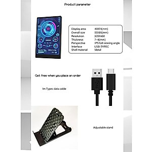 3.5 Inch IPS USB Mini Screen AIDA64 PC CPU RAM HDD Data Monitor Computer Temperature Display Type-C Sub Screen