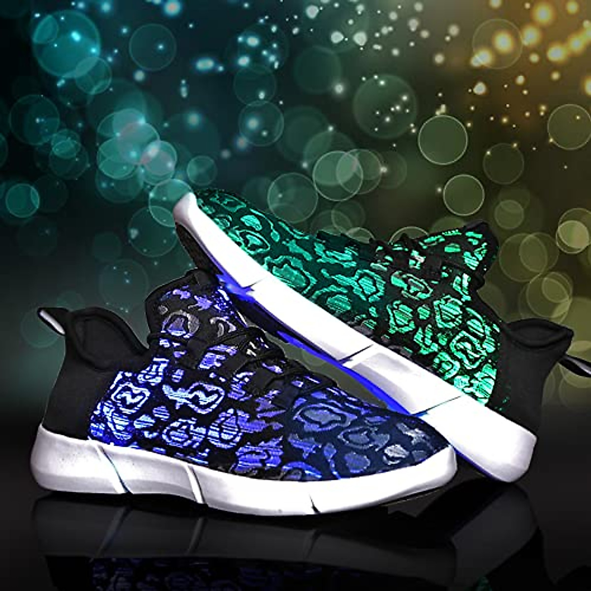Padgene Women's Men's LED Lights Up Shoes Unisex Luminous Flashing Trainers USB Charging Lace Up Couples Dancing Shoes