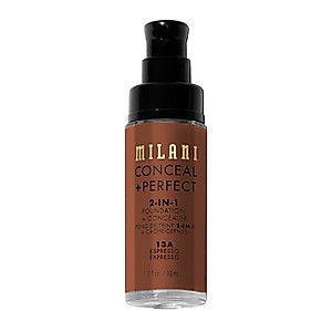 Milani Conceal + Perfect 1 Fl. Oz. Espresso Liquid Foundation - Cover Under-Eye Circles, Blemishes & Skin Discoloration for a Flawless Complexion