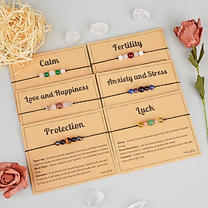 Yhluck Anxiety Stress Relief Crystals Bracelet Quartz Crystal Bracelet Black Onyx Amethyst Sodalite Calming Crystal Natural Gemstones Chakra Bracelet Yoga Reiki Gift