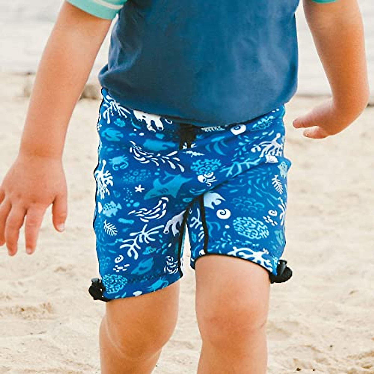 Conni Kids Containment Swim Short Underwear | Trunks Easy Pull Up Kids Incontinence | Washable Swim Diaper for Potty Training, Ocean Blue, Size 6-8