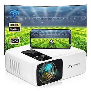 Projector Native 1080P with WiFi for Outdoor Movie, ASAKUKI 350 ANSI Mini Portable Proyector, Indoor Home Theater Video Gaming Projector, Compatible with 120'' Screen TV Stick/Phone/iPhone/Laptop/PS5