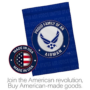 Proud Family Airman Garden Flag - Armed Forces Air Force USAF United State American Military Veteran Retire Official - House Decoration Banner Small Yard Gift Double-Sided Made In USA 13 X 18.5