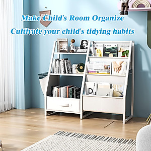 BAIJIALI Kids Bookshelf and Toy Organizer, 3 Tier Bookshelf for Kids, Montessori Bookcase Book Shelf for Kids Rooms, Bedroom, Playroom,Toy Storage Organizer with Bookshelf