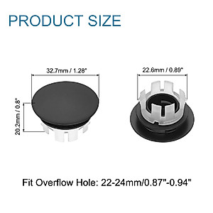 uxcell 3pcs Sink Overflow Rings, Bathroom Kitchen Basin Trim Bath Sink Hole Round Head Double Layer Brass Overflow Drain Cover Insert in Hole (Black, White)