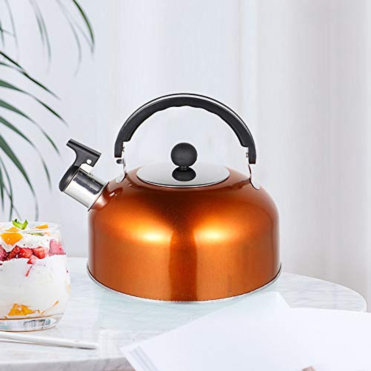 Stainless Steel Tea Kettle Steel Teapot Handle Whistling Tea Pot for Stovetop Home Kitchen Office Tea Coffee Hot Water Pot Teapot