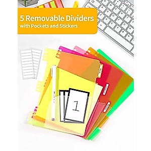 SUNEE 5 Subject Notebook College Ruled - 300 Pages, 8.2"x10.8", Spiral Lined Notebook with 5 Pocket Colored Dividers, 3-Hole Punched Paper, Pink Notebooks for School Supplies, Home & Office, Writing Journal