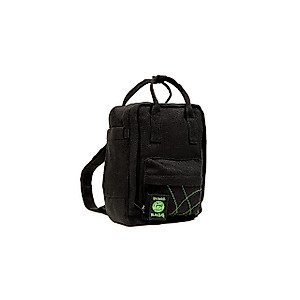 DIME BAGS Hot Box Mini Backpack | Multi Pocket Small Backpack made of Premium Hemp and Recycled Materials | School Backpack or Travel Bag (Black)