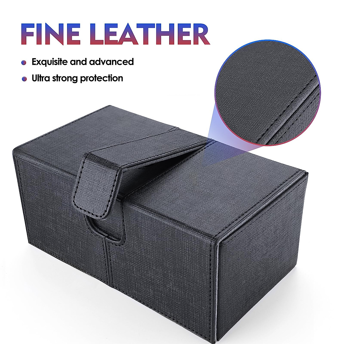 Scimi X-Large Commander Premium Double Deck Box for 200+ Sleeved Cards ProTwin FlipDeckCase with 3 Tray Fits MTG/TCG/CCG/YuGiOh (Leather - Elegant Cross Pattern)