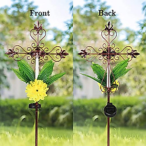 Yourongmao Outdoor Solar Garden Lights Waterproof,Cemetery Decorations for Grave Solar Cross Garden Stake Lights,Garden Decor for Remembrance Gifts & Sympathy Gifts