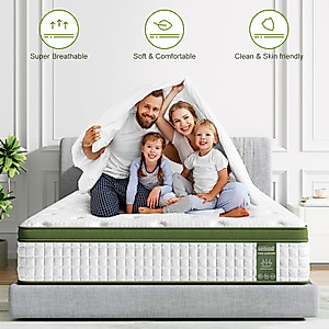 King Mattress, 12 Inch Hybrid Mattress In a Box with Gel Memory Foam, Individual Pocket Spring for Motion Isolation, Deep Sleep, Medium Firm Feel King Size Mattress, 100 Nights Trial, CertiPUR-US