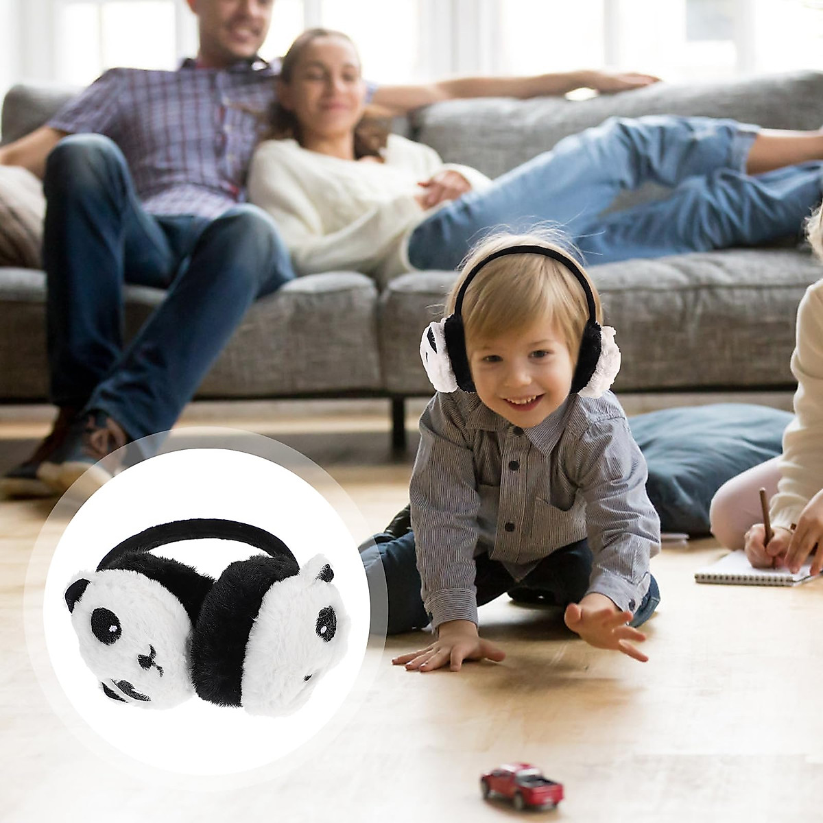 VALICLUD Kids Plush Earmuffs Cartoon Panda Ear Covers Winter Animal Ear Warmer Softs Ear Accessories (Beige)