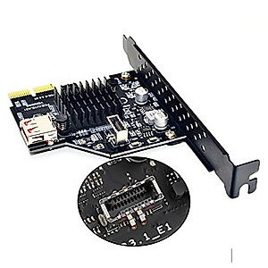 ChenYang 2 Port USB 2.0 ＆ USB 3.1 Gen 2 Type-E Front Panel Socket to PCI-E 2X PCI Express Expansion Card Adapter
