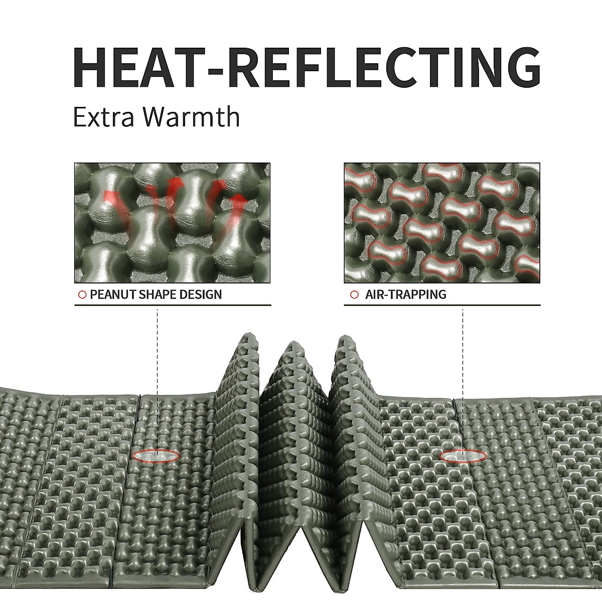 Foam Camping Pads for Hiking, Ultralight Closed Cell Mattress, Waterproof Soft Mat for Adults, Wide Picnic Yoga Mats, Folding Sleeping Pad for Outdoor Backpacking