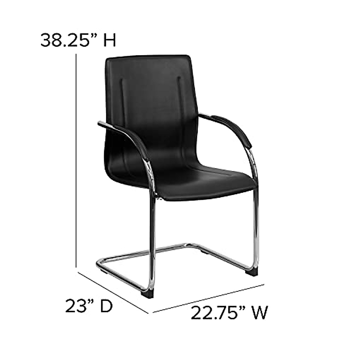 Flash Furniture Siena 4 Pack Black Vinyl Side Reception Chair with Chrome Sled Base