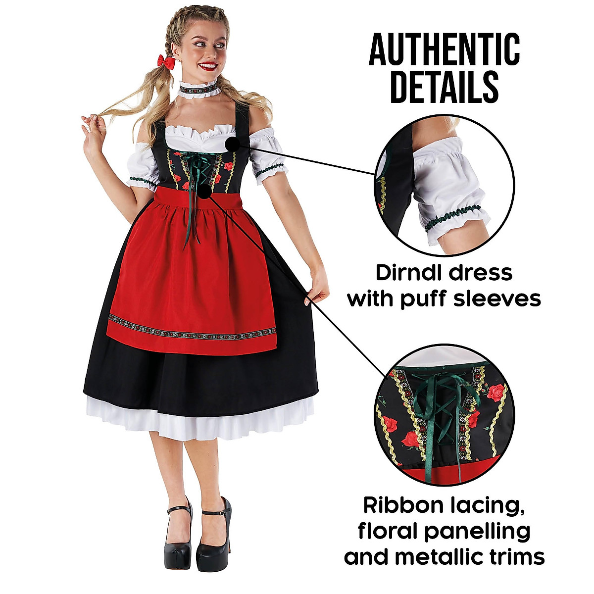 Morph October Festival Costume for Women Oktoberfest German Costume Women Dirndl Costume German Beer Maiden Girl Costumes, XX-Large