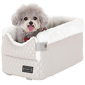 PETSFIT Center Console Dog Car Seat with Safe Protection Hooks, Pet Car Seat with Upgraded Safety Tethers, Washable Cushion, Console Dog Car Seats for Small Dogs Up to 12 Lbs(Grey)