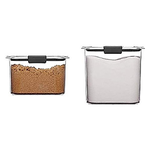 Rubbermaid Container, BPA-Free Plastic, Brilliance Pantry Airtight Food Storage, Brown Sugar (7.8 Cup) & Container, BPA-Free Plastic, Clear Brilliance Pantry Airtight Food Storage, Open Stock, 12 Cup
