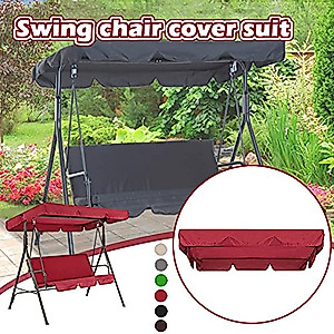 Patio Swing Canopy Waterproof Top Cover, Replacement Canopy Cover for Swing Chair Awning Glider 2/3-Seater, Outdoor Garden Furniture Covers All Weather Protection (Dark Green, Three-Seater)