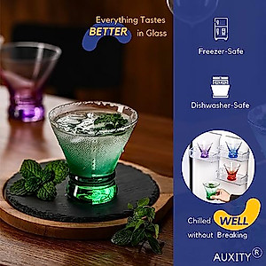 ColoVie Martini Glasses Set of 6(8oz) - Stemless Martini Glass- Colored Cocktail Glasses - Margarita Glasses - Espresso Martini Glass Cups- Home Bar - Party,Birthday,Housewarming Gift