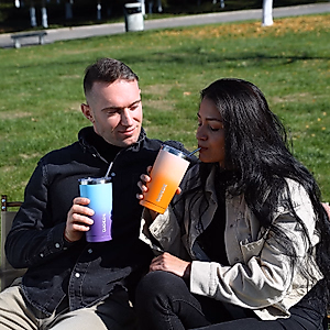 BJPKPK 20 oz Insulated Tumbler Stainless Steel Color Block Coffee Mug Vacuum Double Wall Thermal Travel Cup With Lids And Straw,Mint