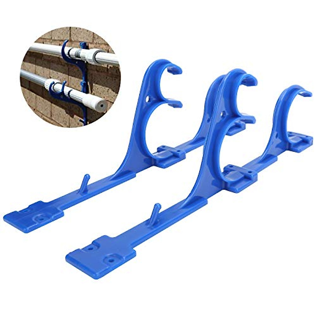 Fdit Plastic Pool Hanger Hook Organizer/Holder Rack for Pool Telescoping Pole Leaf Skimmer Garden Tools