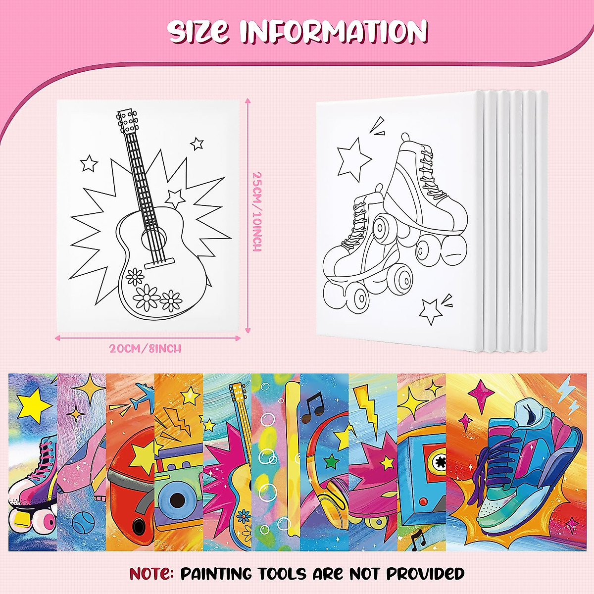 Sherr 10 Pcs Canvas Painting Pre Drawn Stretched Afro Queen Cotton Canvas Black Art Pre Drawn Canvas for Adults Kids Pre Drawn Canvas Outline for Paint and Sip (Vintage,8 x 10 Inch)